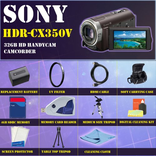 Sony HDR-CX350V 32GB HD Handycam Camcorder + Brand New USA w/ Full ...