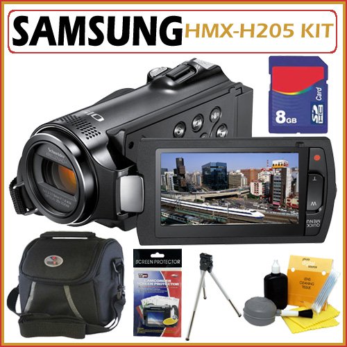 Samsung HMX-H205 32GB SSD HD Camcorder with 20x Optical Zoom and 2.7-inch Touch Screen LCD + 8GB ...