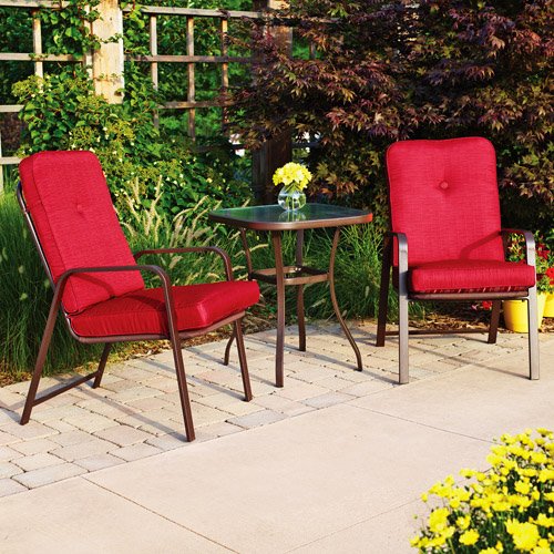 Bistro Set. This Red 3 Piece Outdoor Bistro Set Brings a Bistro Style ...