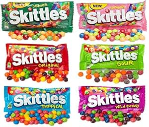 Amazon.com : All American Skittles Assortment 6 Flavors 24 packs - EZ ...