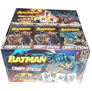 Amazon.com : Batman Candy Sticks with Tattoos 30 Count Box : Hard Candy ...