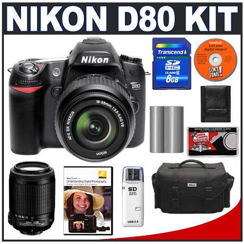 Nikon D80 10.2MP Digital SLR Camera with 18-55mm & 55-200mm DX VR Zoom ...