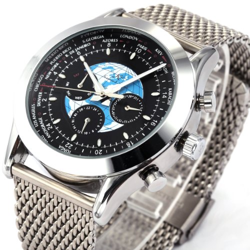 Ks Transocean Automatic Mechanical Day Date 24Hrs Black Mens Wrist ...