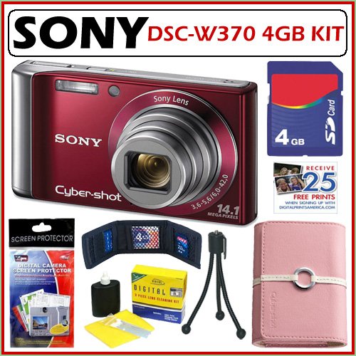 Black Friday Sony DSCW370 RED DSC-W370 14.1MP Digital Camera with 7x ...