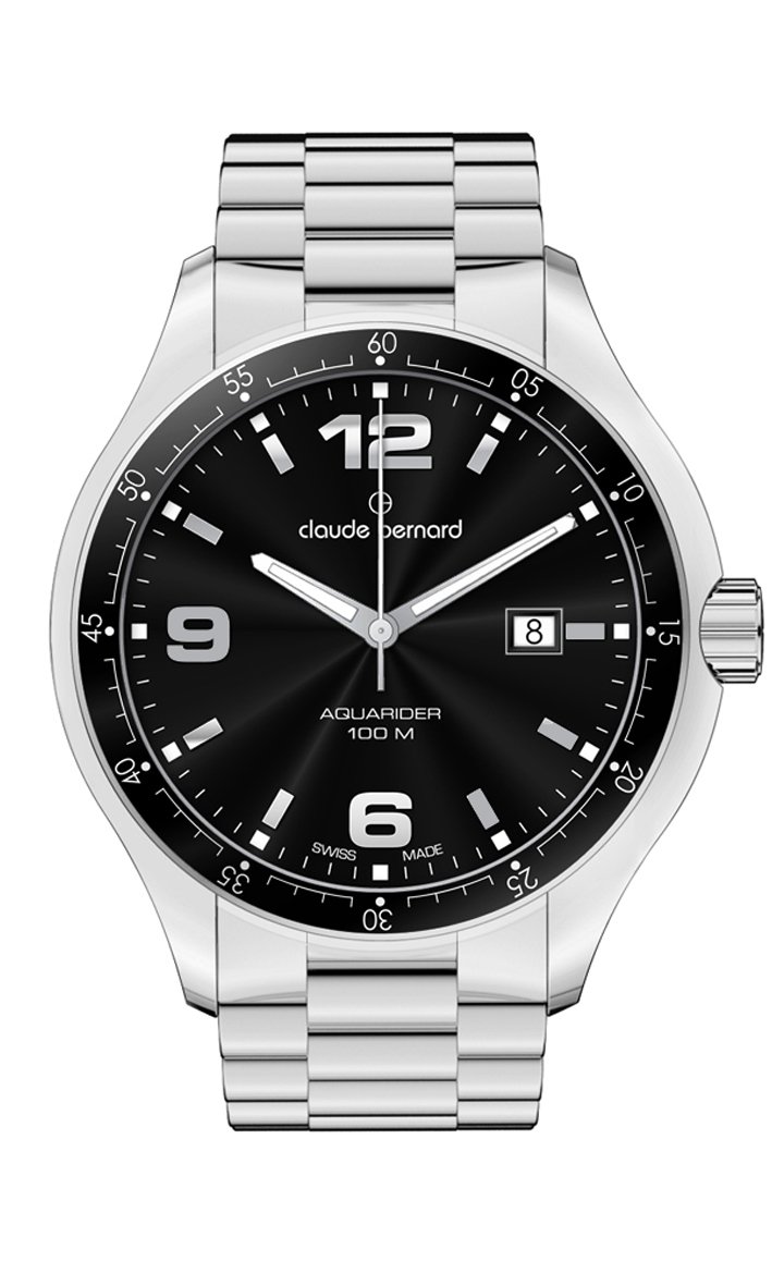Claude Bernard Men 70165 3 NIN Aquarider Black Dial Stainless Steel ...