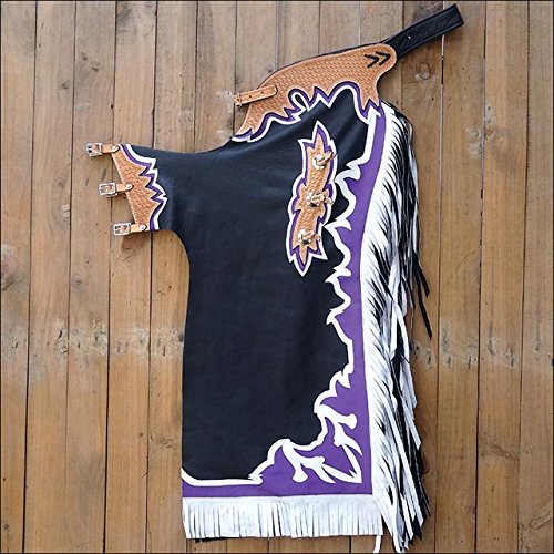 F51 Hilason Bull Riding Smooth Leather Pro Rodeo Western Chaps ...