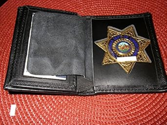 Leather Bi-fold Flat Badge Wallet Fits California Department of ...