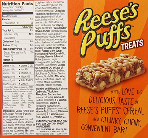 Reese's Puffs Cereal Bar Treats, 5.1 Ounce (Pack of 12) Food, Beverages ...