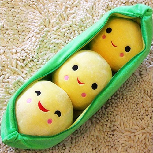 "Fiveplus--3 Peas in a Pod Bean Bag Plush Stuffed Peapod Pea Toy Plush ...