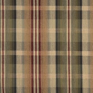 Amazon.com: Tan Beige and Burgundy Plaid Chenille Upholstery Fabric by ...