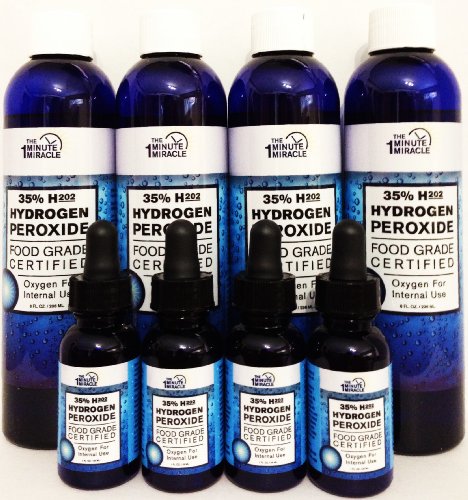 35% H2o2 Hydrogen Peroxide Food Grade Certified – 4 Bottles 8 oz with 4 ...