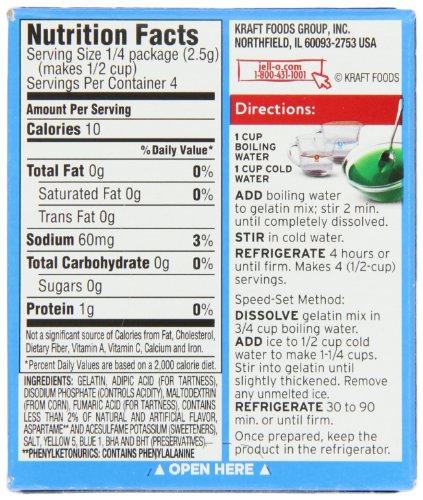 Jell-O Sugar-Free Gelatin Dessert, Lime, 0.30-Ounce Boxes (Pack of 24 ...