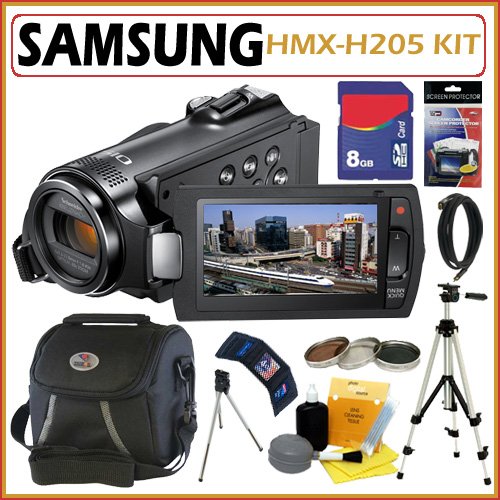 Samsung HMX-H205 32GB SSD HD Camcorder with 20x Optical Zoom and 2.7-inch Touch Screen LCD + 8GB ...