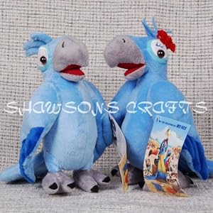 Amazon.com: Rio Plush Stuffed Toy Birds 8.5" Blu & Jewel Macaw Set ...