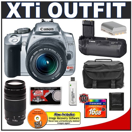 Canon Digital Rebel XTi 10.1MP Digital SLR Camera (Silver) + Canon EF-S ...