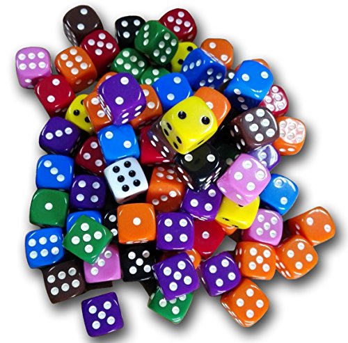 100 Dice Set, 10 Different Colors, 10 Dice of Each Color, 16mm D6 ...