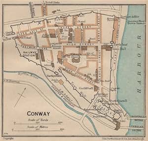 Amazon.com - CONWY CONWAY. Vintage town city map plan. Wales;1936