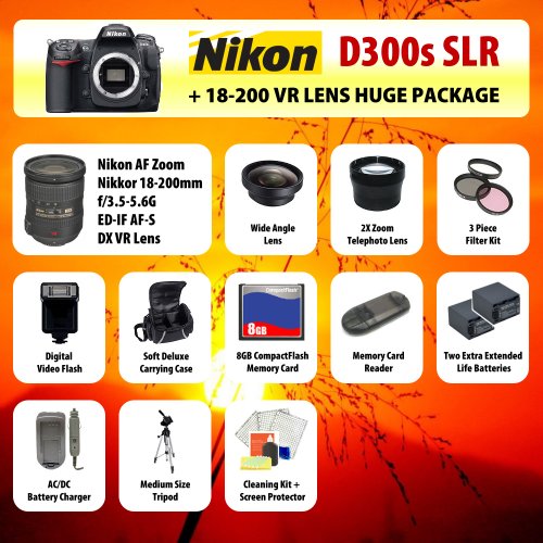 Nikon D300s Digital SLR Camera Body + Nikon AF Zoom Nikkor 18-200mm f/3 ...