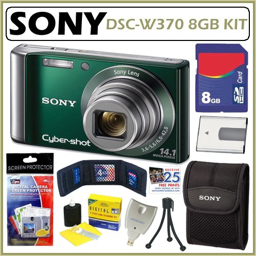 Black Friday Sony DSCW370 GREEN DSC-W370 14.1MP Digital Camera with 7x ...