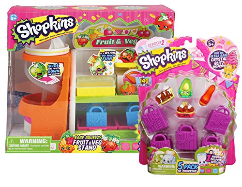 Shopkins Fruit & Vegetable Playset and Shopkins Season 2 (5-Pack ...
