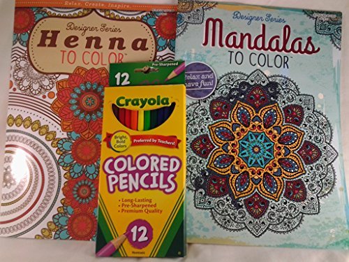 Adult Coloring Book N&H 3pc Bundle Set includes Crayola Colored Pencils ...