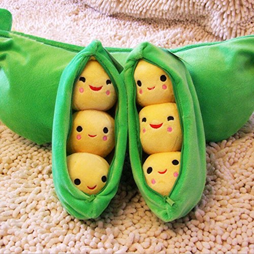 "Fiveplus--3 Peas in a Pod Bean Bag Plush Stuffed Peapod Pea Toy Plush ...