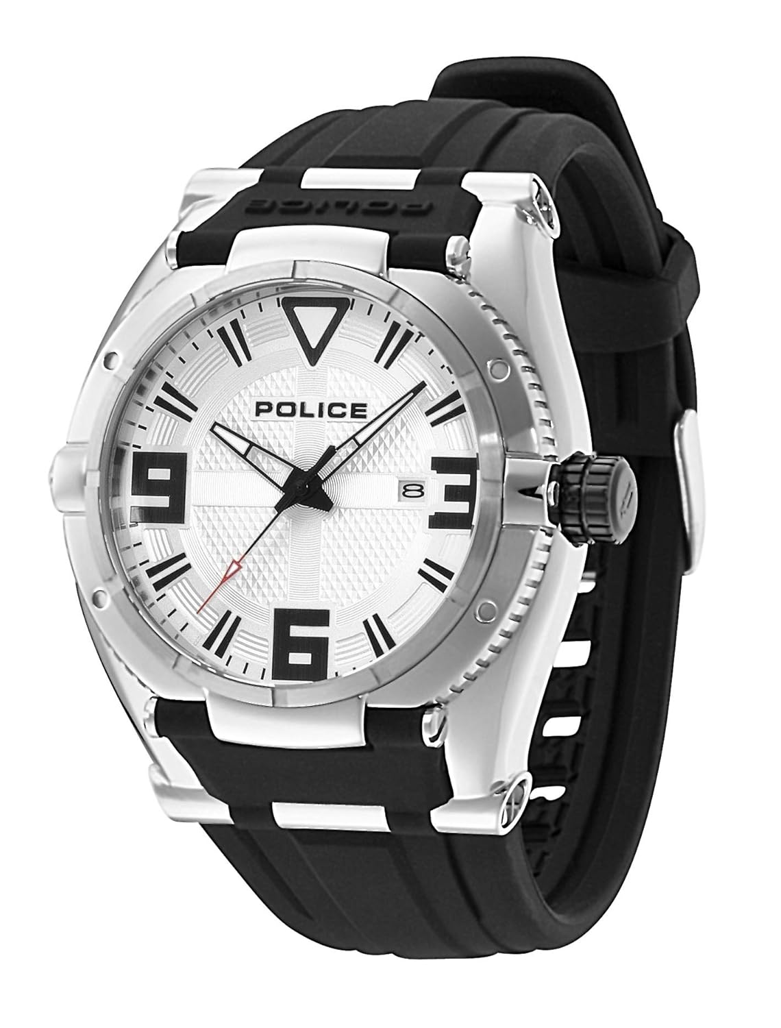 Police Men PL-13093JS/04 Paptor Silver Dial Rubber Date Watch | TiktiK ...