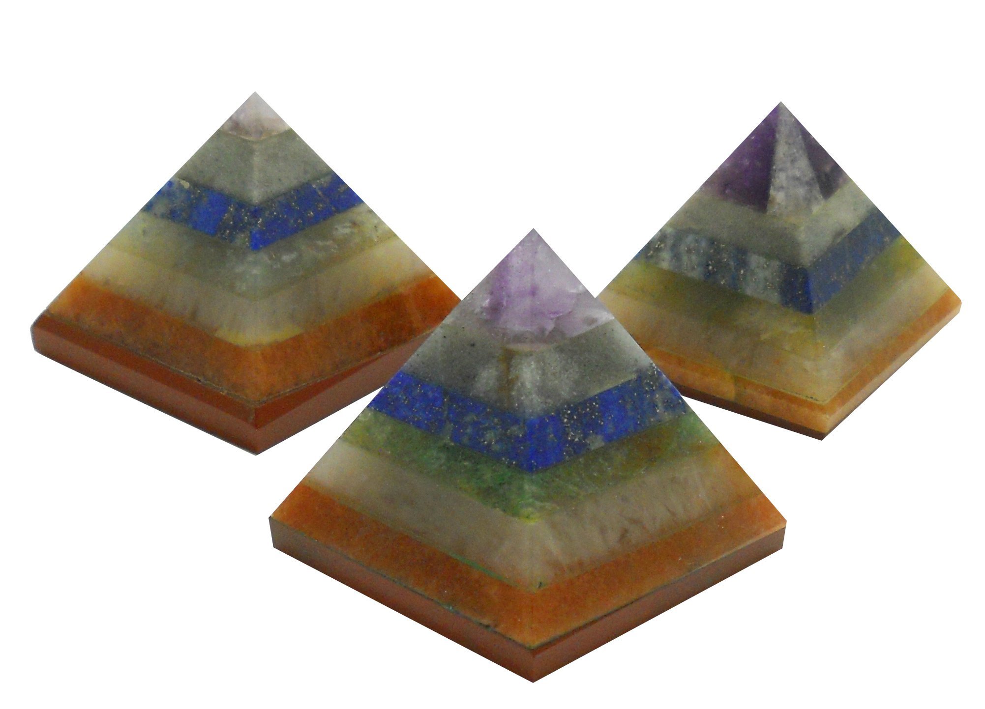 Chakra Pyramid 40-45mm 7 Stone Layered Natural Healing Crystal Reiki ...