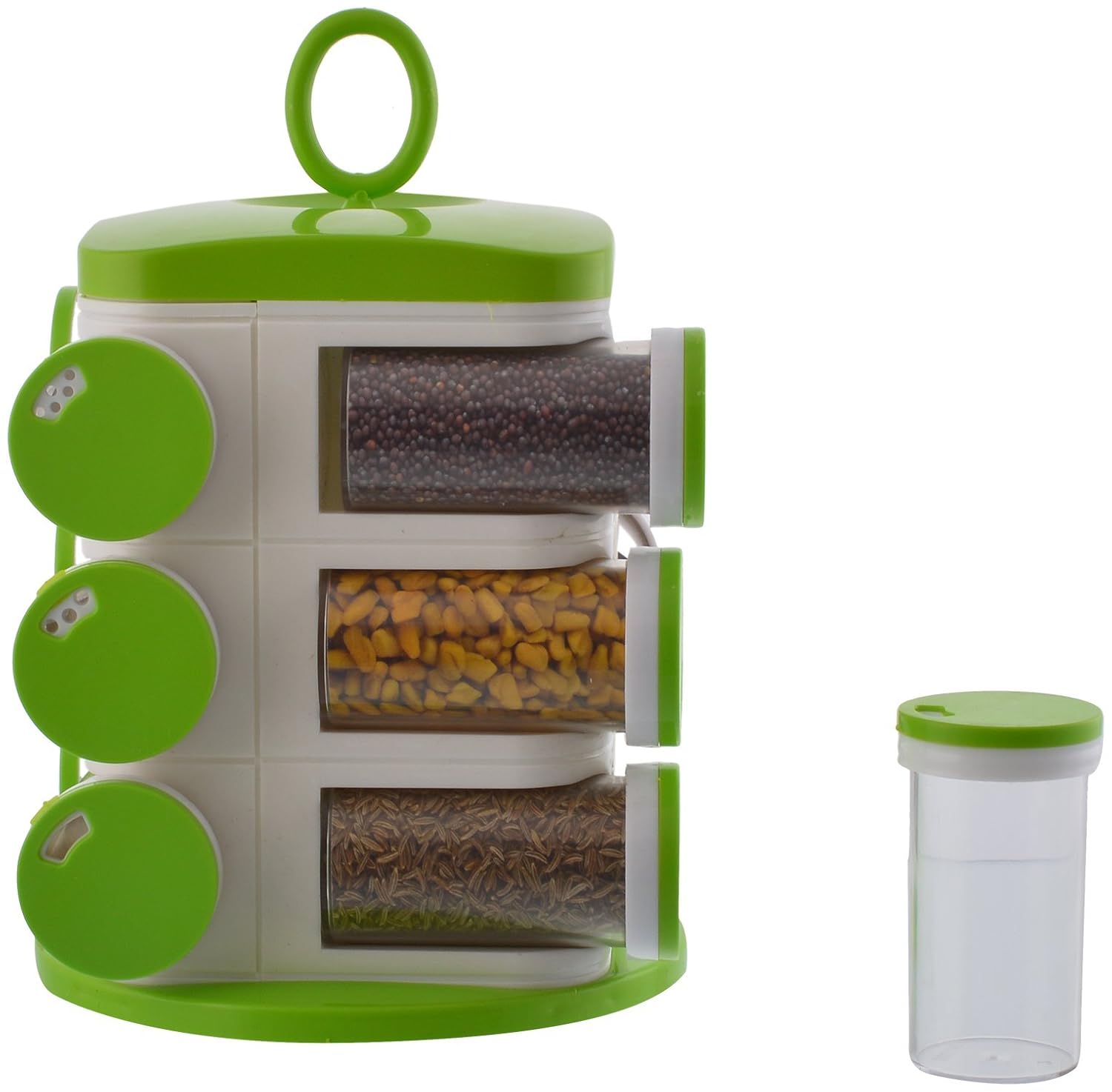 Buy Jony Rotating Spice Rack (masala rack) Green-White Transparent Jony ...