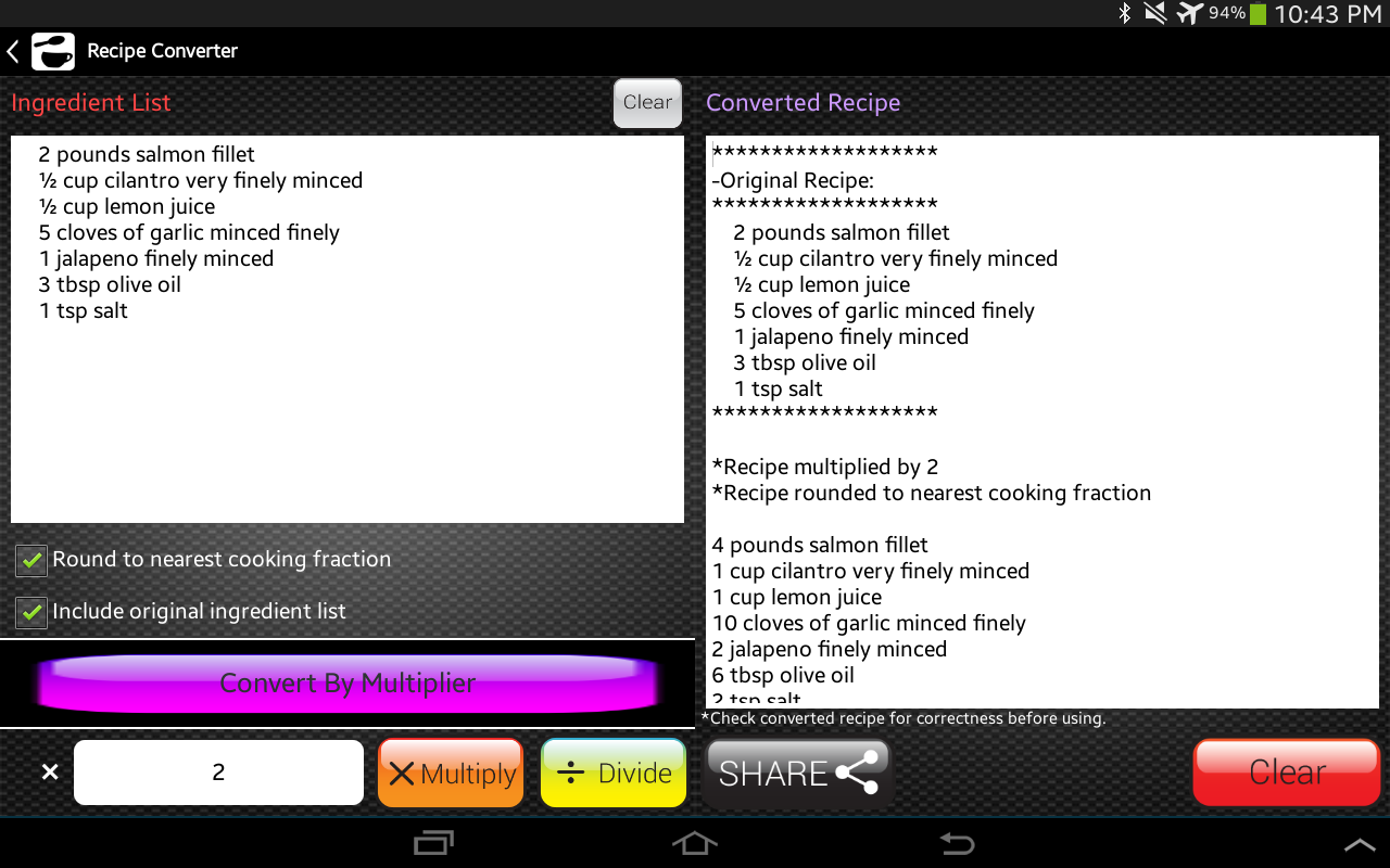 Recipe Calculator - Want It All