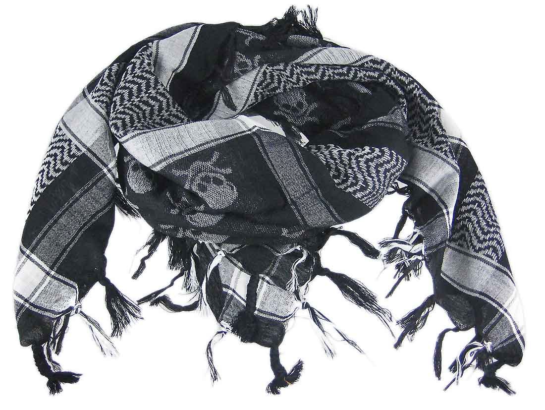 Black / White Skull Print Arab Style Keffiyeh Scarf | Dubai Shopping