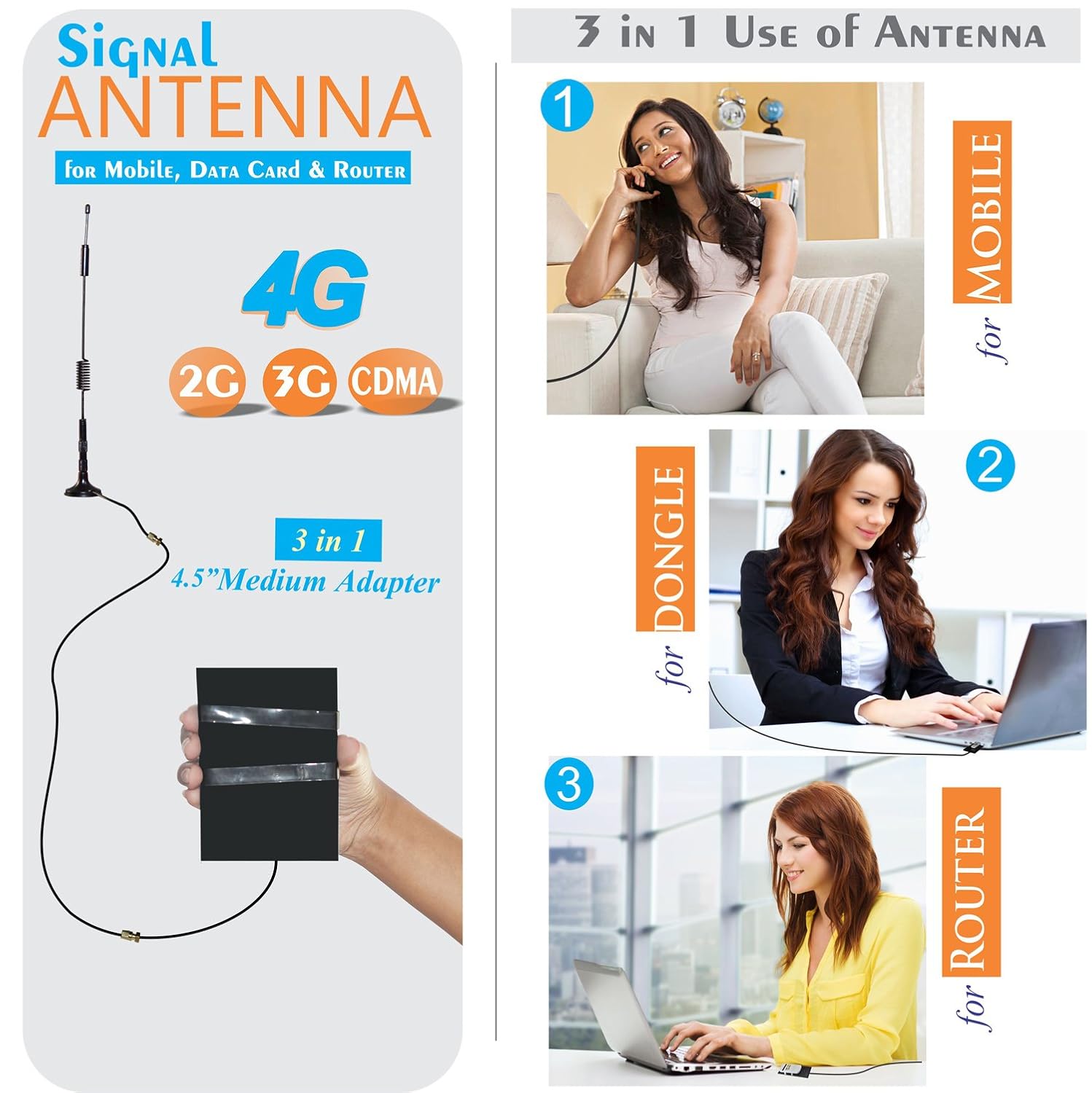 Buy Universal 4G,3G,2G,CDMA Antenna For Mobile, Data Card With 15 Meter ...