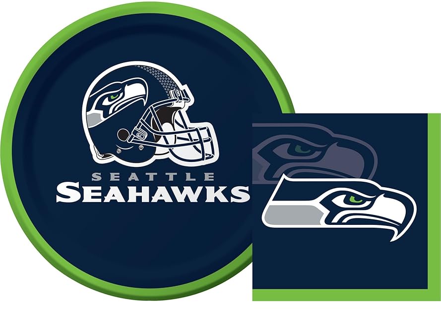 Seattle Seahawks NFL Dessert Napkins & Plates Party Kit for 8 ...