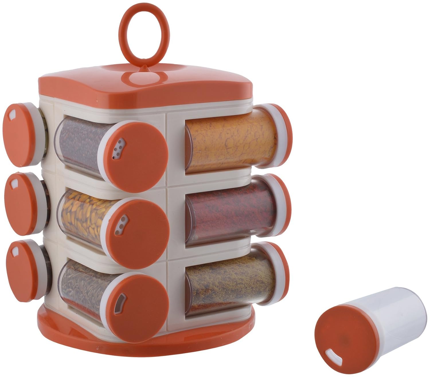 Buy Jony Rotating Spice Rack (masala rack) Orange-White Transparent ...