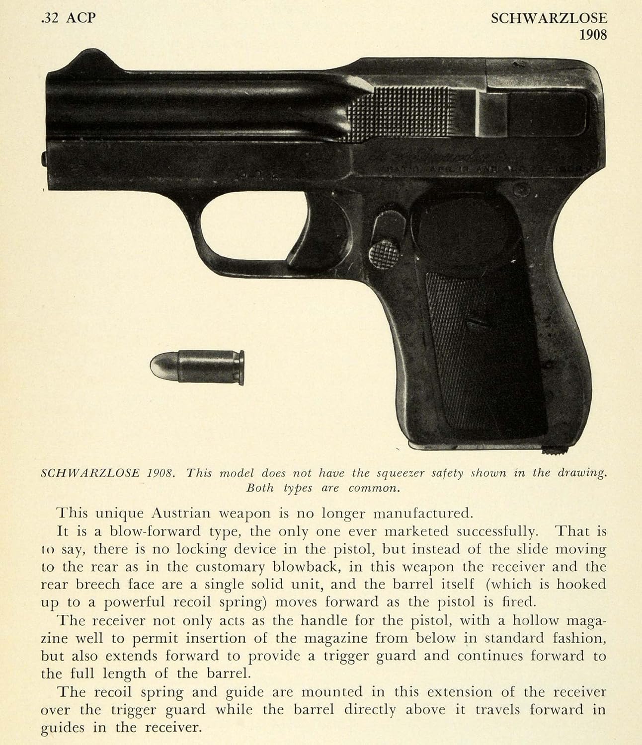 The curious Schwarzlose 1908 blow-forward pistol : r/MilitaryGfys