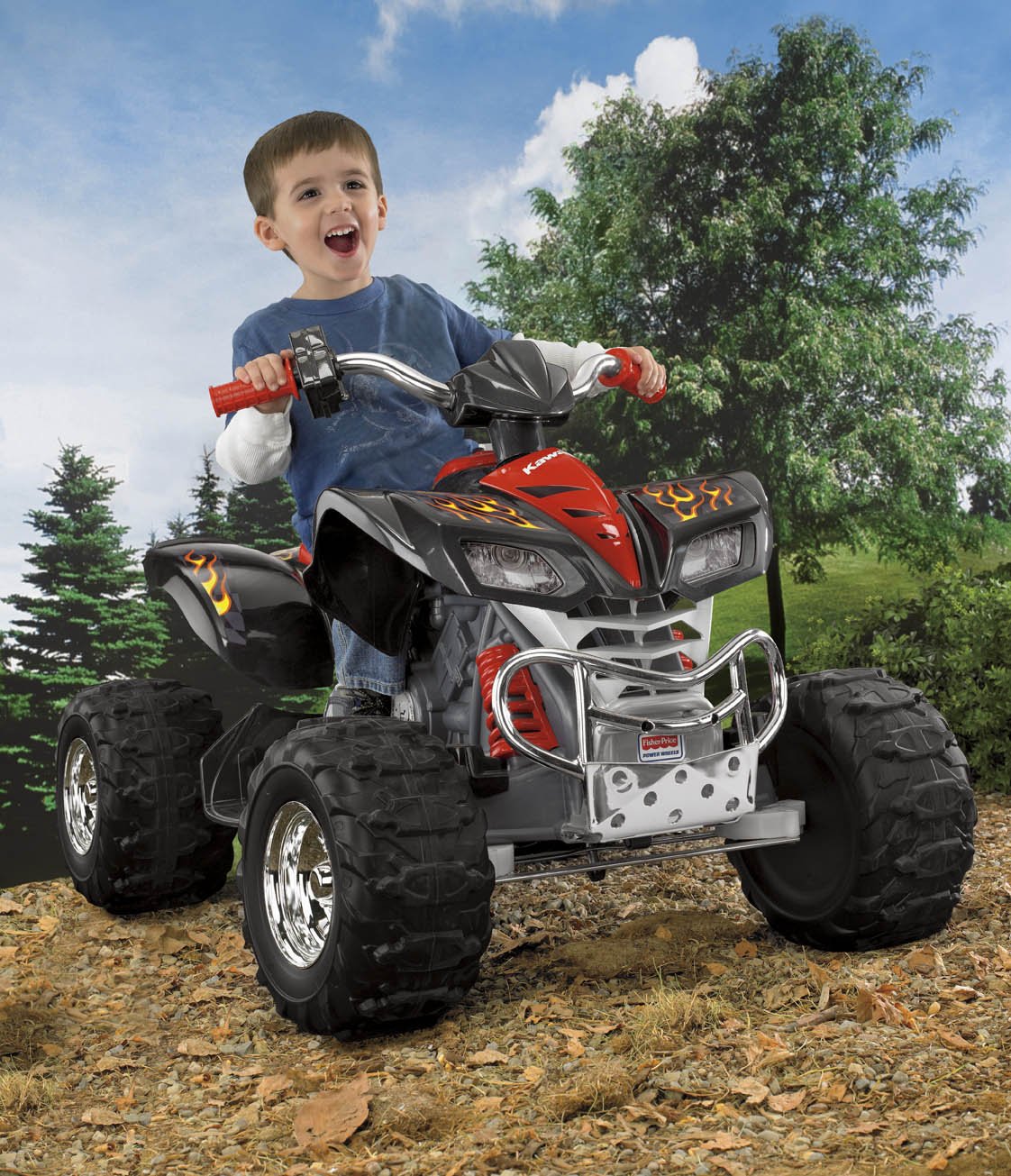 Kids Power Wheels Kawasaki KFX Monster Traction ATV Quad 4 Wheeler Ride ...