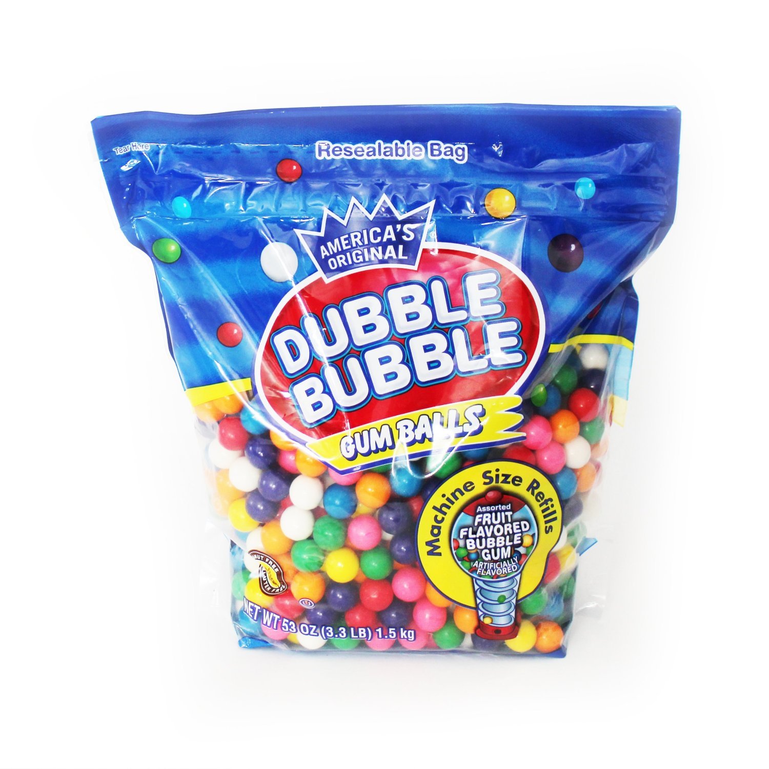Gum Balls Dubble Bubble 53 Oz Bag Assorted Fruit