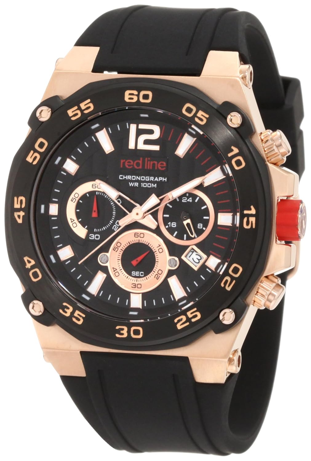 Red Line Mens RL-50032-RG-01 Aviator Chronograph Black Dial Black ...