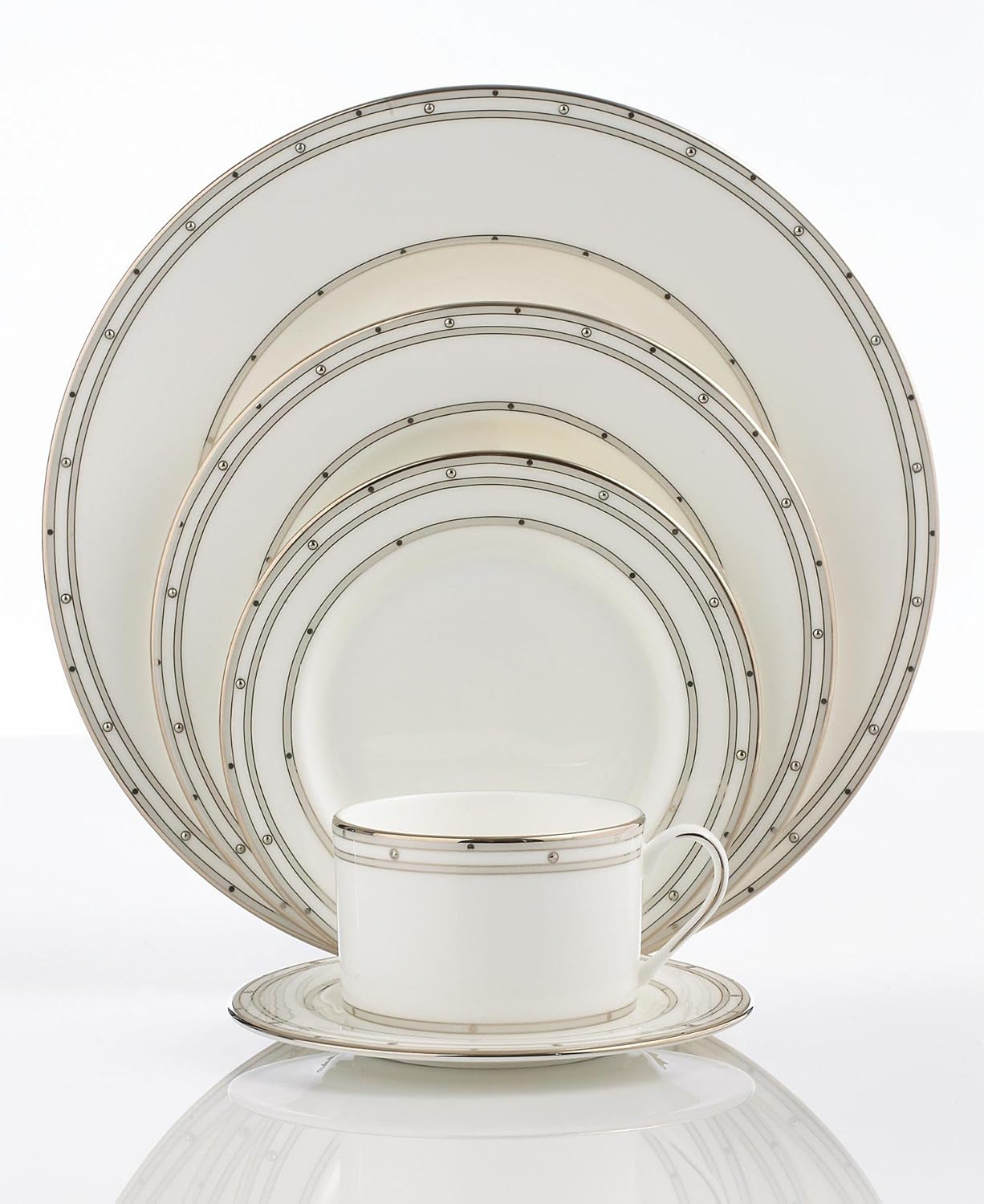 Kate Spade Pebble Point 12 PC SET NEW 6 Dinner 6 Salad Lenox Made in ...