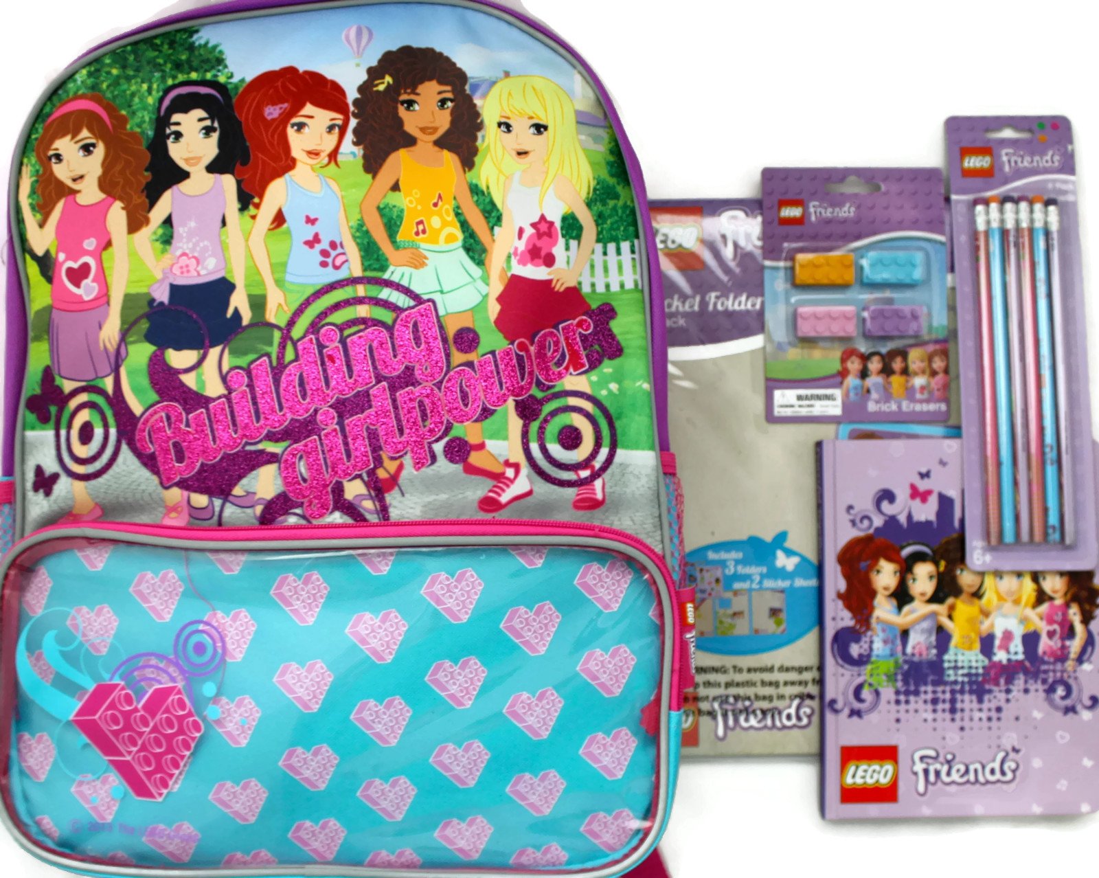 Lego Friends Bundle of 5 Items: 16" Backpack, 1 Journal, 1 3pk of ...
