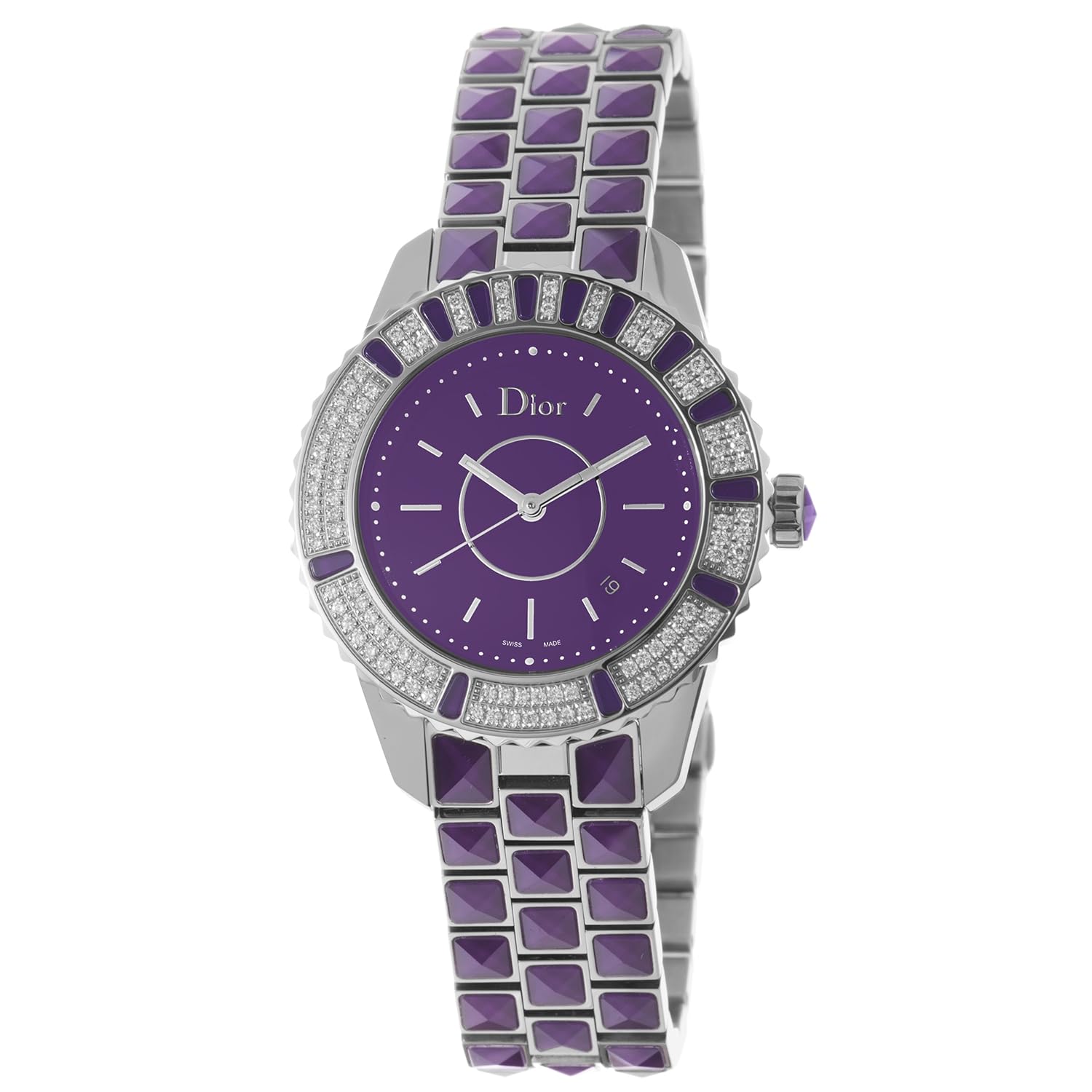 Christian Dior Women CD11311JM001 Christal Purple Dial Diamond Watch ...
