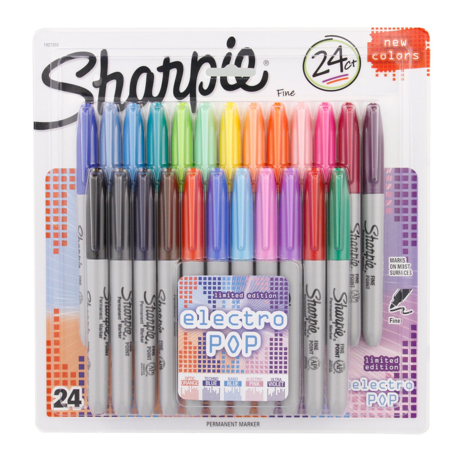 Sharpie Fine-Tip Permanent Marker, 24-Pack Assorted Colors (Electro Pop ...