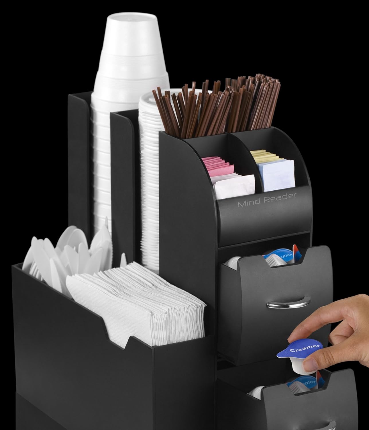 Coffee Condiment Organizer Caddy Lid Holder Counter Rack Dispenser ...