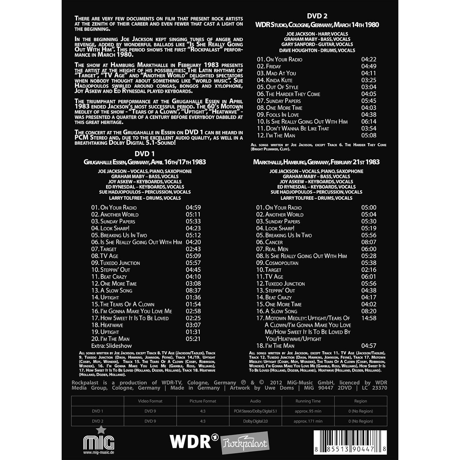 Joe Jackson - Live At Rockpalast DVD & CD | Steve Hoffman Music Forums
