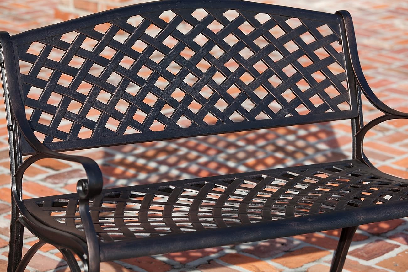 Outdoor Patio Furniture Cast Aluminum Garden Bench In Antique Copper ...