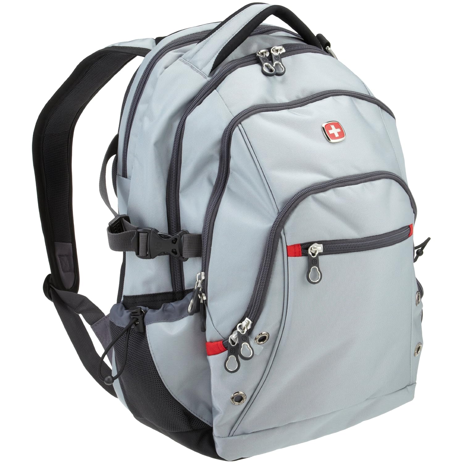 Swiss Gear Laptop Backpack SA1109 SilverGrey with Swiss Red Accents ...