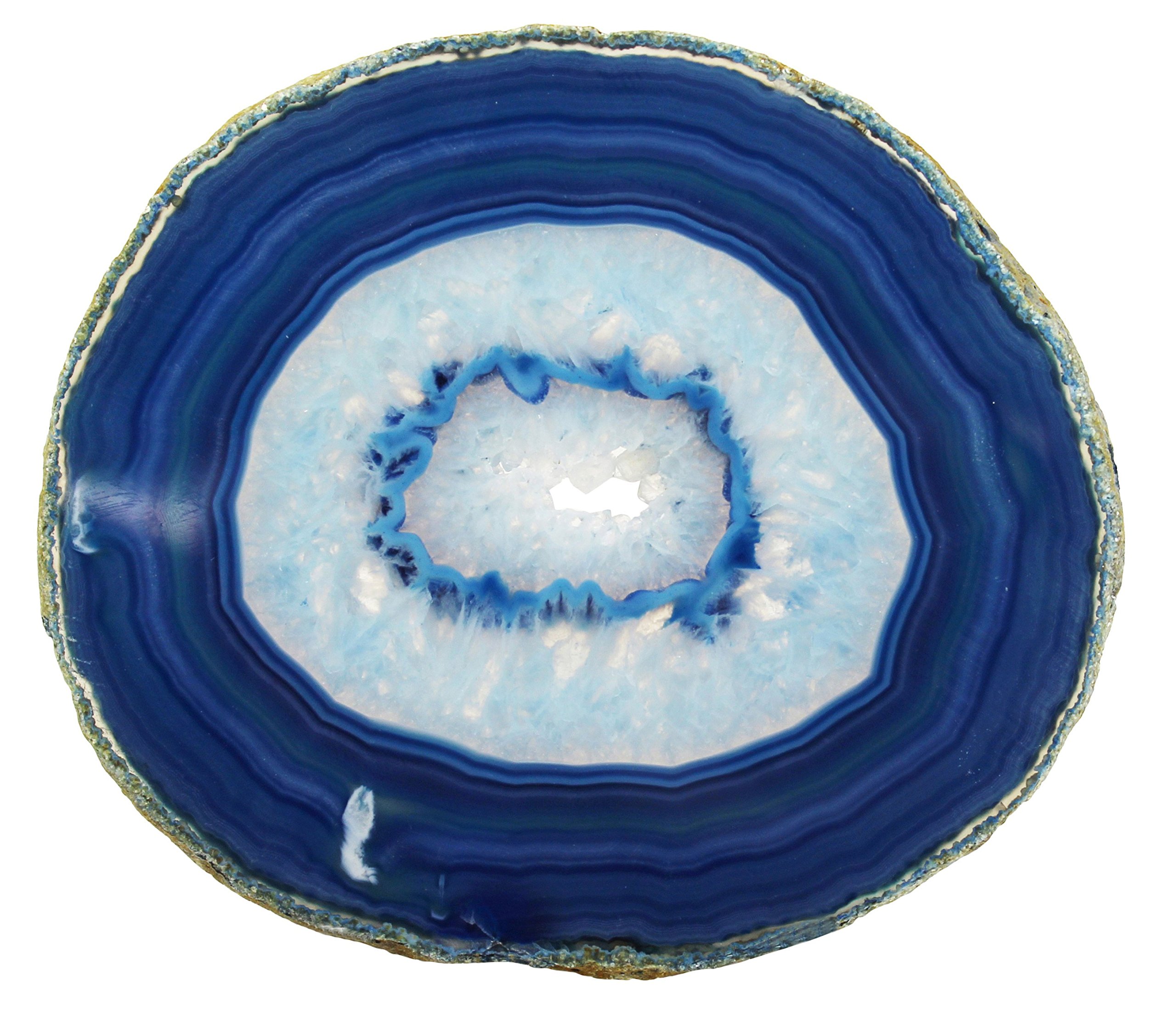 Large Blue Agate Slab 4-5" Geode Slice + Stand Crystal Mineral Gemstone ...