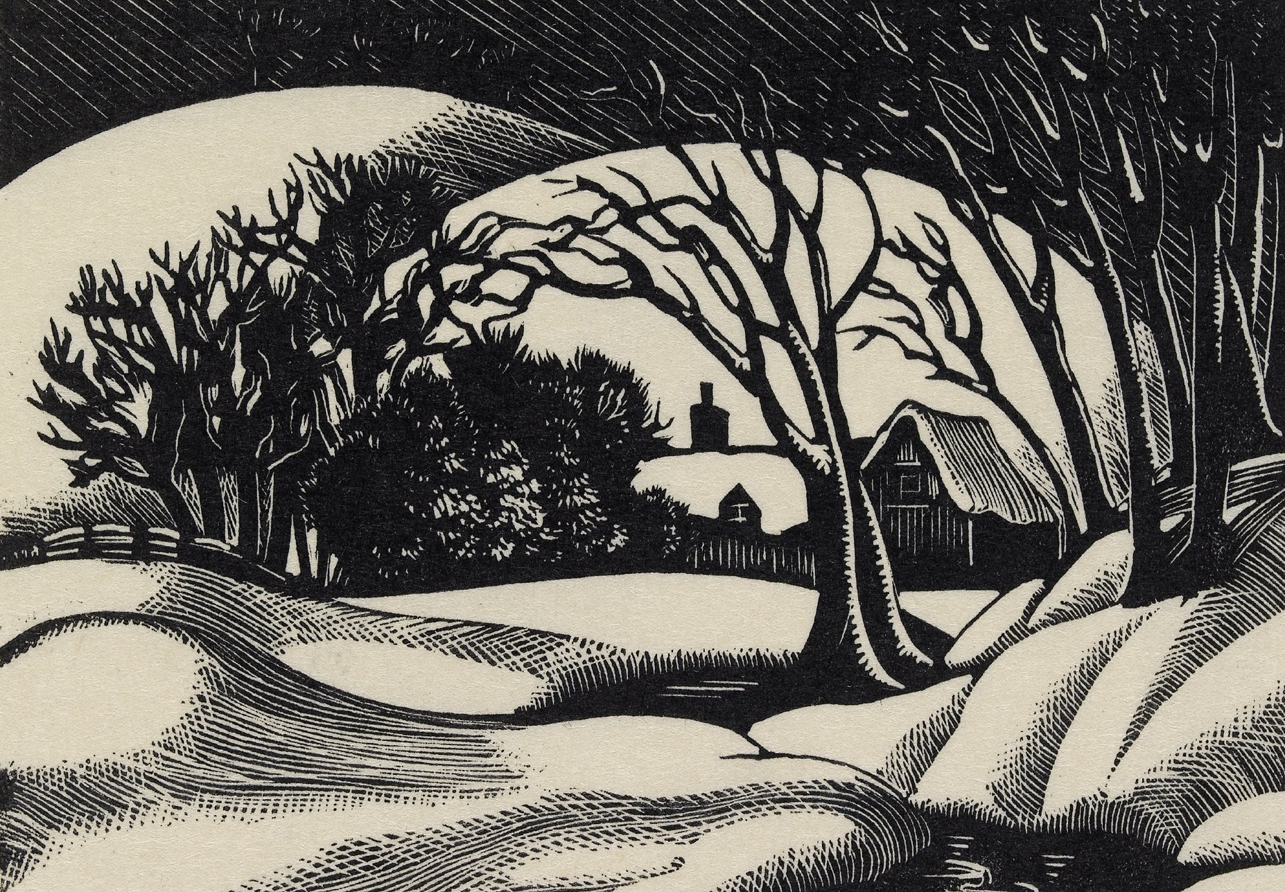 Captivating Linocut Winter Scene Ideas
