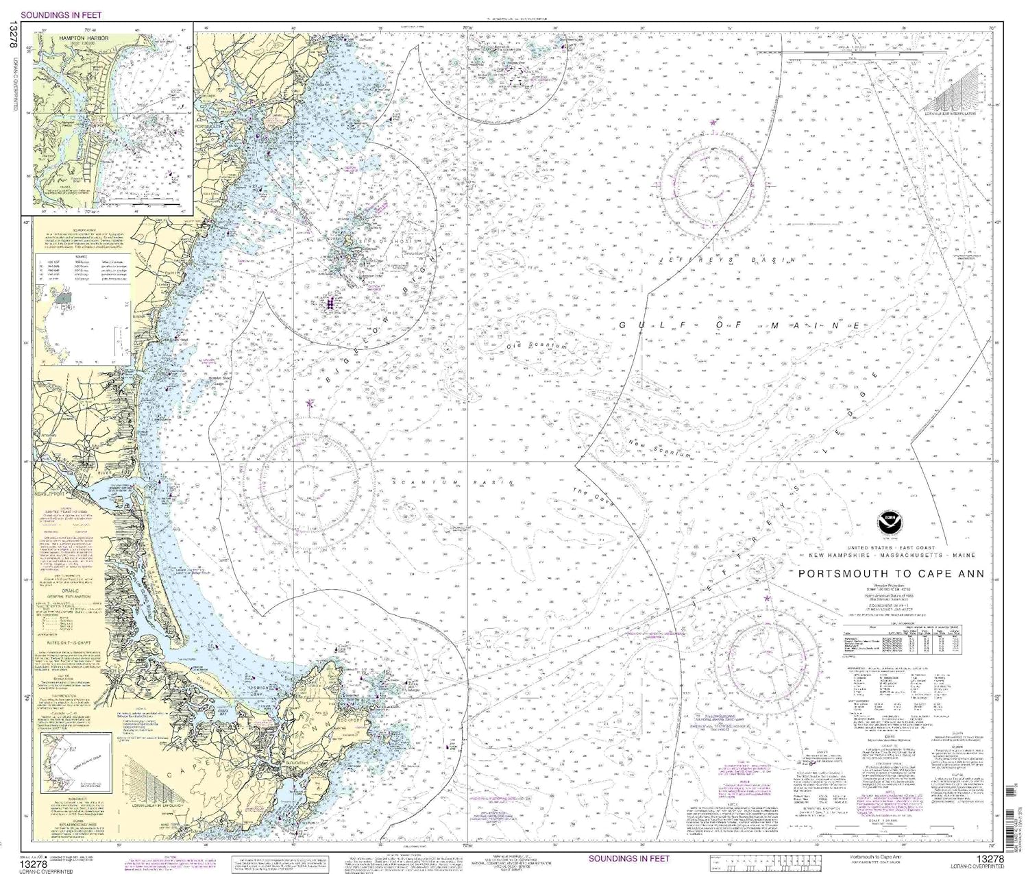 NOAA Chart Portsmouth to Cape Ann; Hampton Harbor 28th Edition 13278 | eBay