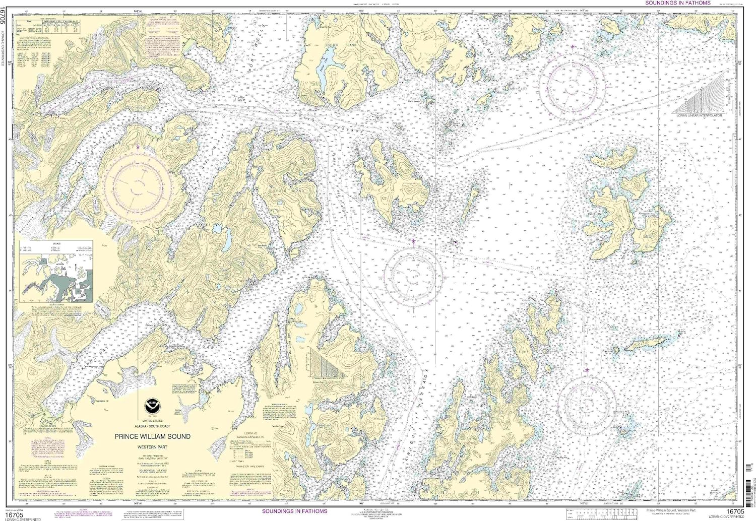 NOAA Chart Prince William Sound-western part 20th Edition 16705